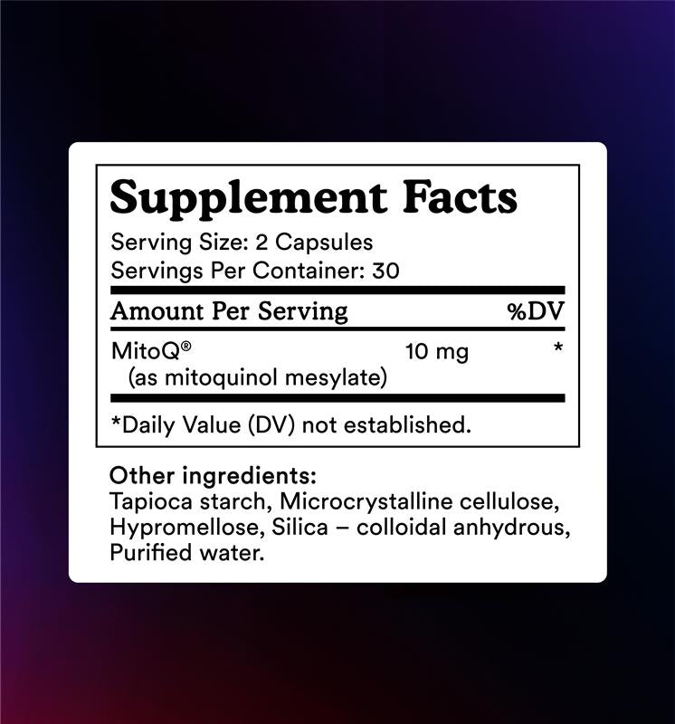MitoQ Pure: Mitochondria Supplement Mitoquinol Capsules 10mg-60ct ...